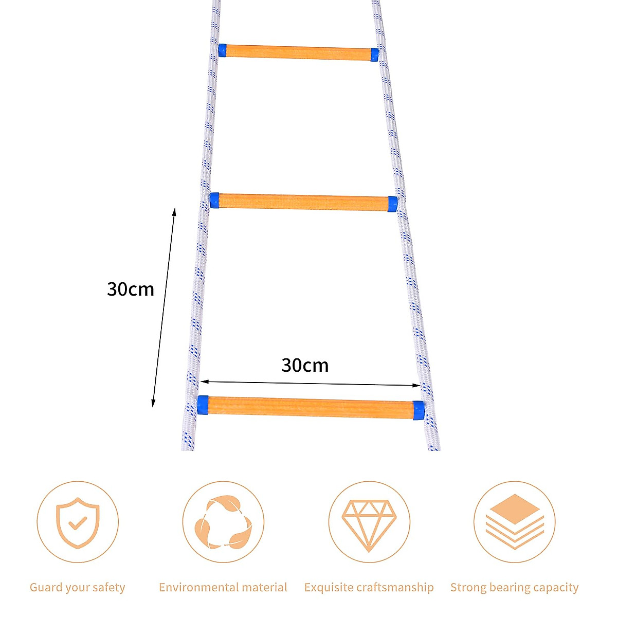 Emergency Fire Escape Ladder, 49.2FT Rope Ladder, Flame Resistant Safety Extension Ladder with 2 Hooks, Fast to Deploy Sturdy and Strong Portable and Reusable 2 Story,Weight Capacity up to 2000 LB