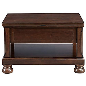 Signature Design by Ashley Porter Traditional Hand-Finished Lift Top Coffee Table, Dark Brown
