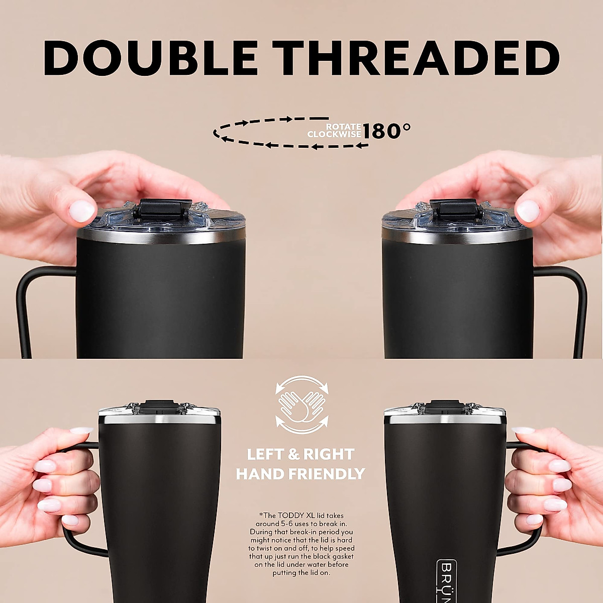 BrüMate Toddy XL - 32oz 100% Leak Proof Insulated Coffee Mug with Handle & Lid - Stainless Steel Coffee Travel Mug - Double Walled Coffee Cup (Glitter Rainbow)