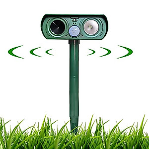 Abilly Ultrasonic Solar Animal Repellent, Cat Repellent Outdoor, Rat, Squirrel, Deer, Raccoon, Skunk, Rabbit, Mole, Dog, Cat,