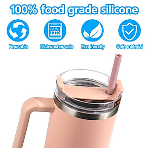 AIERSA 6 Pack Pastel Colors Straw for 40oz Stanley Cup with Handle,Reusable Silicone Straws Compatible Stanley 20 30 40oz Tumbler,Long Straw with Cleaning Brush for Stanley Cup Accessories