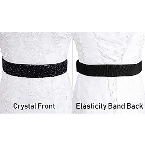 Lovful Elastic Rhinestone Belt,Shiny Sparkly Waist belt,Stretch Belts for Women Dresses,Black