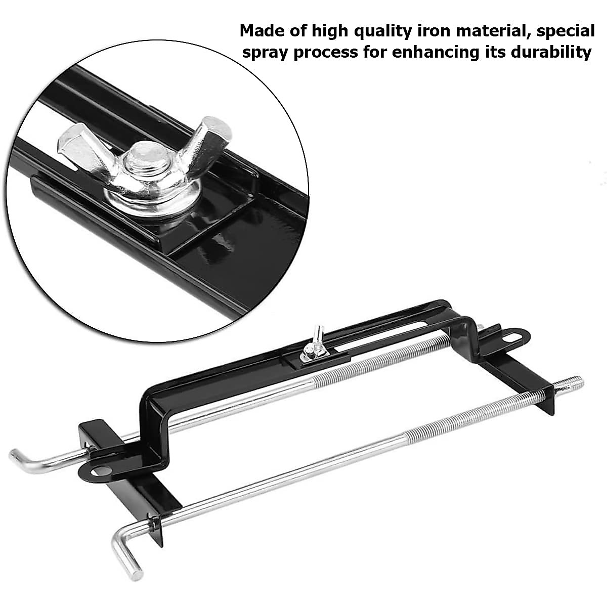 AUCELI Car Battery Hold Down Kit, Standard Storage Battery Bracket with Rods and Bolts, Adjustable Height Crossbar Battery Hold Down Tray Holder, Universal Auto Replacement Accessories