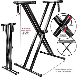 RockJam Adjustable Keyboard Stand with Locking Straps & Quick Release Mechanism