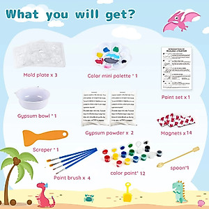 Lajeje 79 PCS Dinosaurs Ceramic Painting Kit for Kids Age 4+, Arts and Crafts Set for STEAM Projects, Creative DIY Kids Painting Set Toy Gifts for Boys & Girls