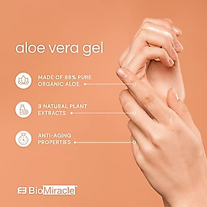 BioMiracle Aloe Vera Brightening and Soothing Gel, 1 Pump Bottle, with 9 Natural Plant Extracts, for Deep Hydration and Anti-Aging Benefits