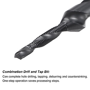 uxcell Combination Drill and Tap Bit, 1/4" Hex Shank M3 x 0.5 Metric TiAlN Coated M35 Cobalt High Speed Steel Spiral Flute Drilling Tapping Tool 2pcs