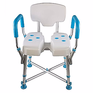 MedGear A-0273A DURA Hygienic Cutout Shower Chair with Back and Arm Rests Including Free Clip-on Shower Head Holder