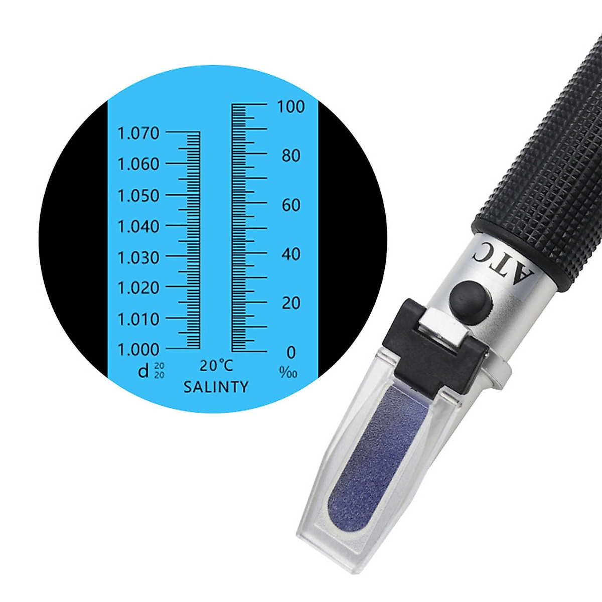 LOXGO Handheld Salinity Refractometer For Aquarium 0 To Salinometer Portable SeaWater Concentration Tester Meter ATC Handheld Salinity Refractometer