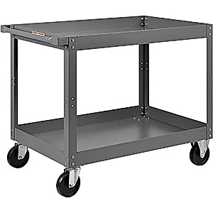 Global Industrial 2 Shelf Deep Tray Steel Stock Cart, 800 Lb. Capacity, 36"L x 24"W x 32"H