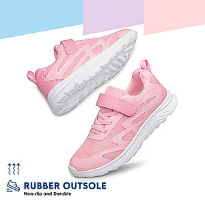 AMANSSE Girls Shoes Sneakers Lightweight Breathable Running Tennis Shoes Non Slip Fitness Girls Shoes Pink Big Kid Size 1