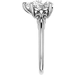 Moissanite World 1 CT Pear Colorless Moissanite Engagement Ring for Women/Her, Wedding Bridal Ring Set, Eternity Sterling Silver Solid Gold Diamond Solitaire 5-Prong Set for Her (9)