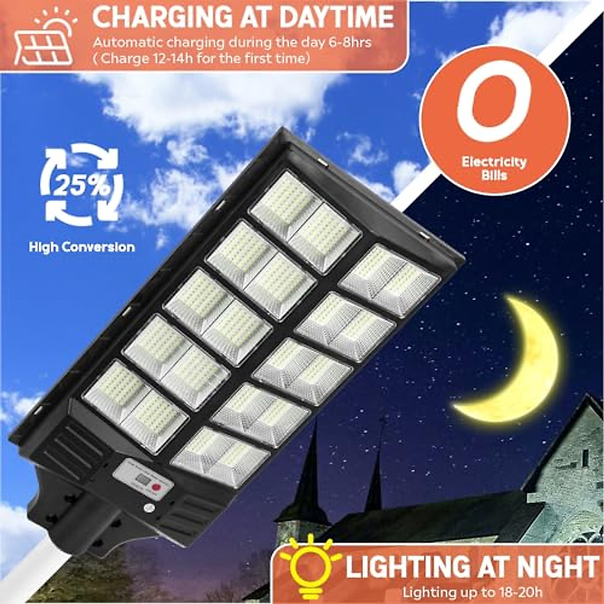 3 Pack Solar Parking Lot Lights, Waterproof Solar Street Light with 1152 Light Beads, IP67 Outdoor Light with 240 Degree Coverage, Motion Sensor Black