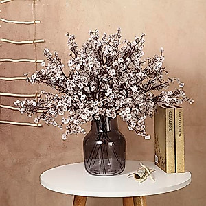 Momkids 6pcs Babys Breath Fabric Cloth Artificial Flowers Fake Gypsophila Bouquet Faux Silk Floral for Bulk Real Touch Fall Flower Arrangements Kitchen Wedding Home Decor (Grey)