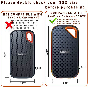 LEFXMOPHY Extreme Pro Case Replacement for SanDisk E81 1TB 2TB 4TB Portable SSD - Up to 2000MB/s V2 New Gen Soft Silicone Portective Skin Sleeve (Not fit for E61) Black