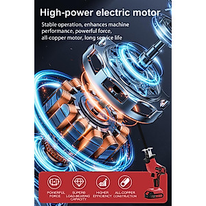 Cordless Reciprocating Saw, 2 x 2.0Ah Battery, Cordless Variable Speed, Blades Kit for Wood/Metal/PVC Cutting RED-A