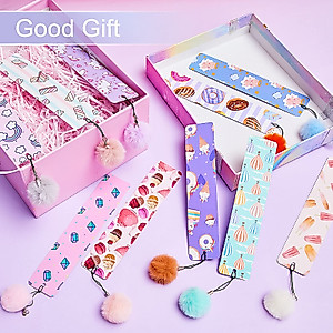 12 Pieces Kids Bookmarks, Cute Bookmarks for Kids Girls, Bookmarks Gifts for Women, Girls, Teens, Rulers for Kids, Animal Bookmarks, Party Favors School Classroom Reading Presents (Pom Pom Style)