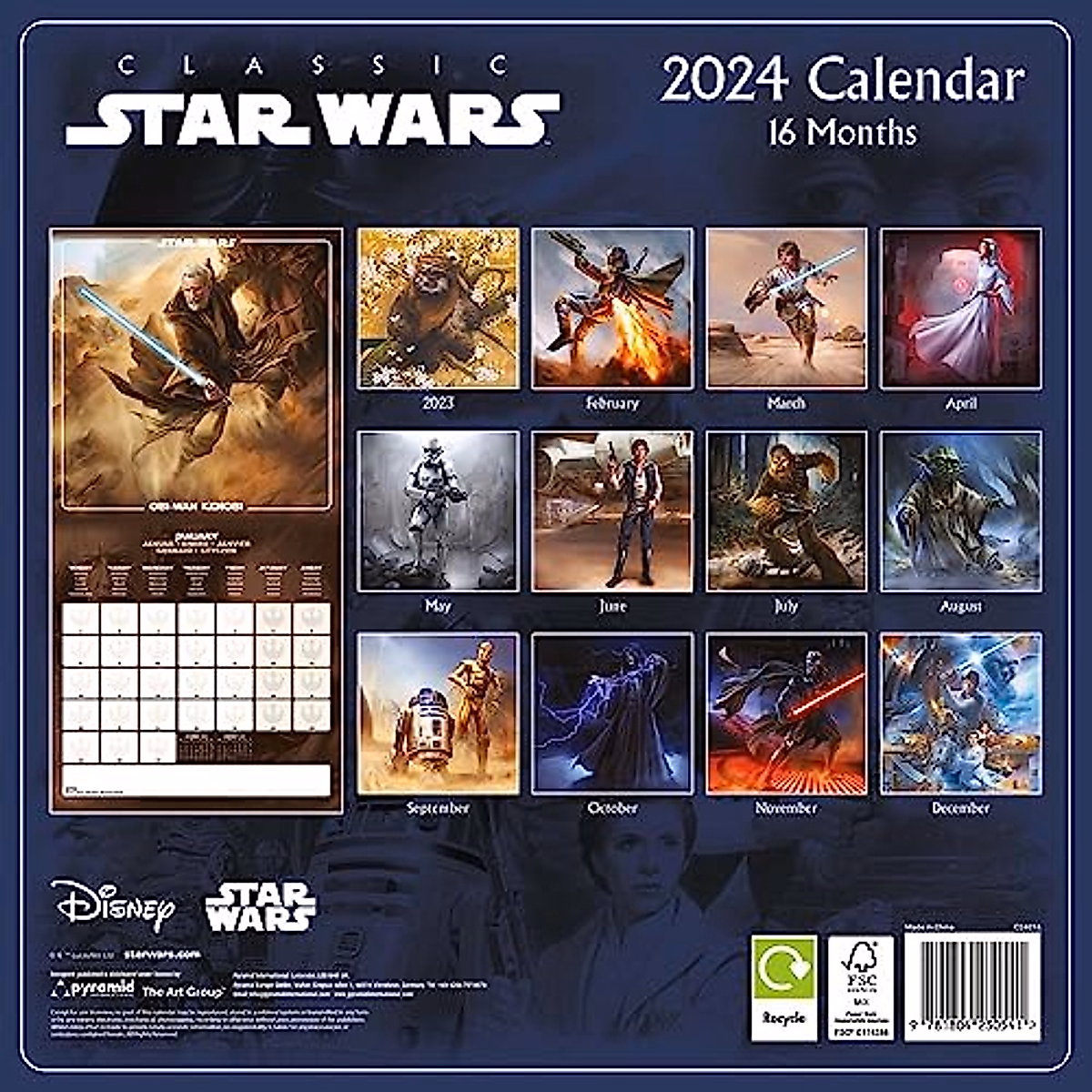Star Wars Calendar 2024 (Classic Design) - Month to a View Planner 30cm x 30cm - Official Merchandise
