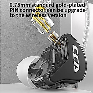 CCA CRA in Ear Monitor Earphone, Ultra-Thin Diaphragm Dynamic Driver IEM, Clear Sound & Deep Bass, Wired Earbuds with Mic and Tangle-Free Removable Cord