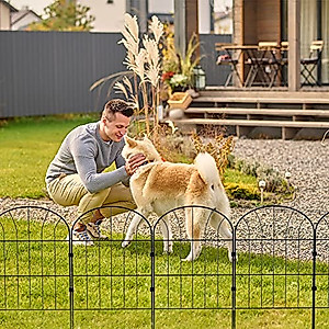 Decorative Garden Fence 10 Pack, Animal Barrier Fence, No Dig Fencing 24in (H) x 10ft (L) Metal Wire Panel Garden Fence Border, Dog Rabbits Ground Stakes Defence No Dig Fence for Outdoor Patio,10FT