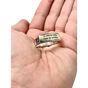 Baltinester Handmade Shema Israel Protection and Success Kabbalah Engraved Ring in Sterling Silver and 9k Yellow Gold Size 10.5 Jewelry