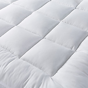 Mattress Topper Queen Size Down Alternative Overfilled White Pillow Top Mattress Cover Plush Super Soft 2 Inch Thick Mattress Pad