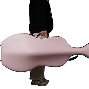 4/4 Full Size Cello Case, 100% Carbon Fiber Hard Shell Backpack，also Fits for 3/4, as 7.7 LB Only, and Hygromether and 1 Accessory Bag, 1 Music Sheet Bag, Sturdy, Portable and Waterproof (Pink Matte)