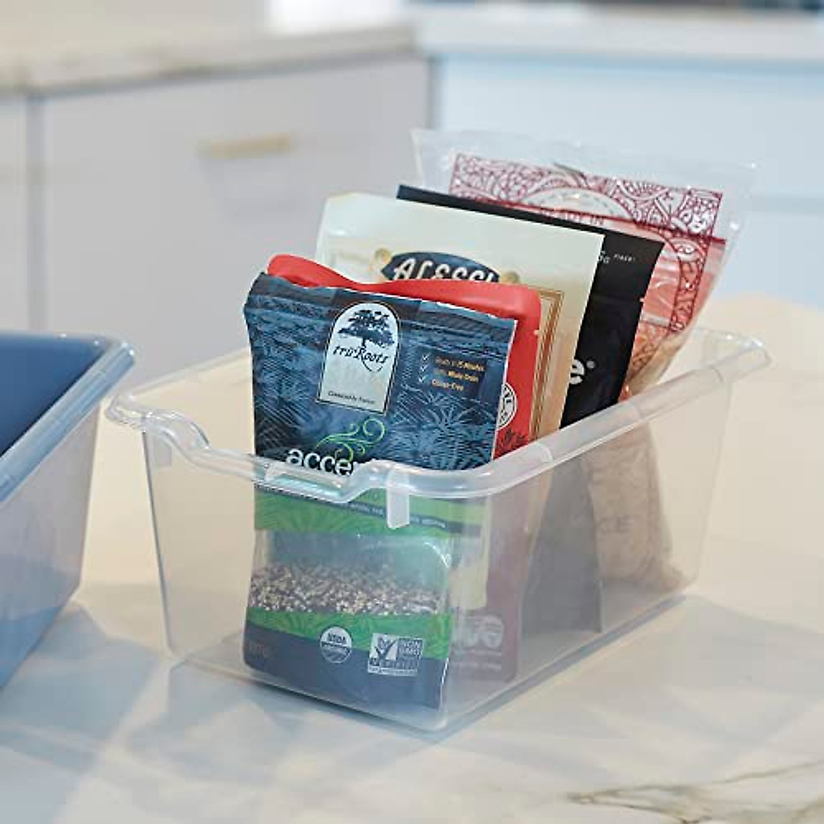 ECR4Kids Scoop Front Storage Bin, Multipurpose Organization, Clear, 5-Piece