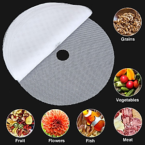 DAJAVE 16 Pack 13 Inch Round Dehydrator Sheets, Non Stick Fruit Dehydrator Silicone Mats, Reusable Steamer Mat Mesh Sheet for Fruit Dryer