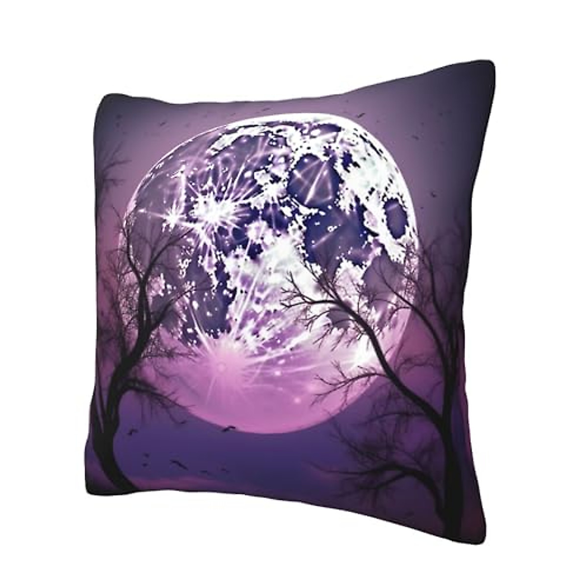 VTCTOASY Purple Moon Night Sky Print Throw Pillow Covers Fashion Throw Pillow Case Soft Couch Pillows Decorative Square Pillow Covers for Sofa Living Room 16"x16"