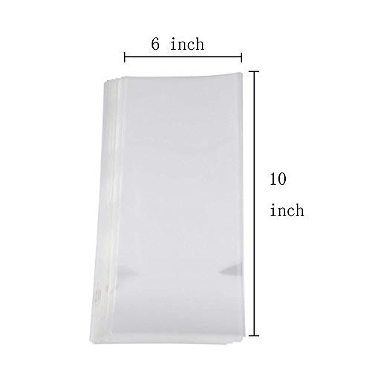 200 Pcs 10 in x 6 in(1.4mil.) Clear Flat Cello Cellophane Treat Bags Good for Bakery, Cookies, Candies,Dessert with five random color Twist Ties!