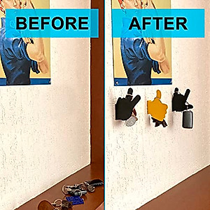 ASTUD Decorative Wall Mounted Hooks (2pcs) Functional Art, Funny, Space-Saving, Heavy Duty Metal Wall Hooks for Bags, Coats, Scarves, Keys, Towels and More (Rock-Yellow)