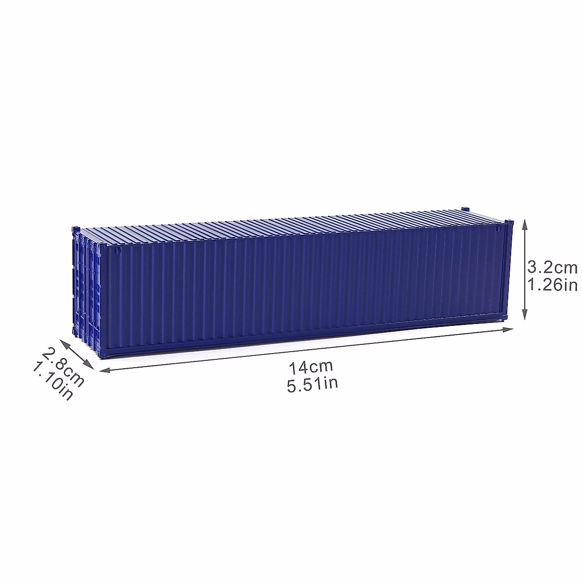 3pcs HO Scale Undecorated 40' (ft) Shipping Containers 1:87 Deep Bule Ribbed Side Container C8740DB