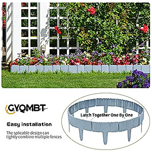 Garden Landscape Edging Border No Dig, 24.6 ft DIY Garden Fence Stone Effect Lawn Edging Plastic Plant Border for Landscape,Flowerbed, Sidewalk,Outdoor Flower Lawn (30 PCS)