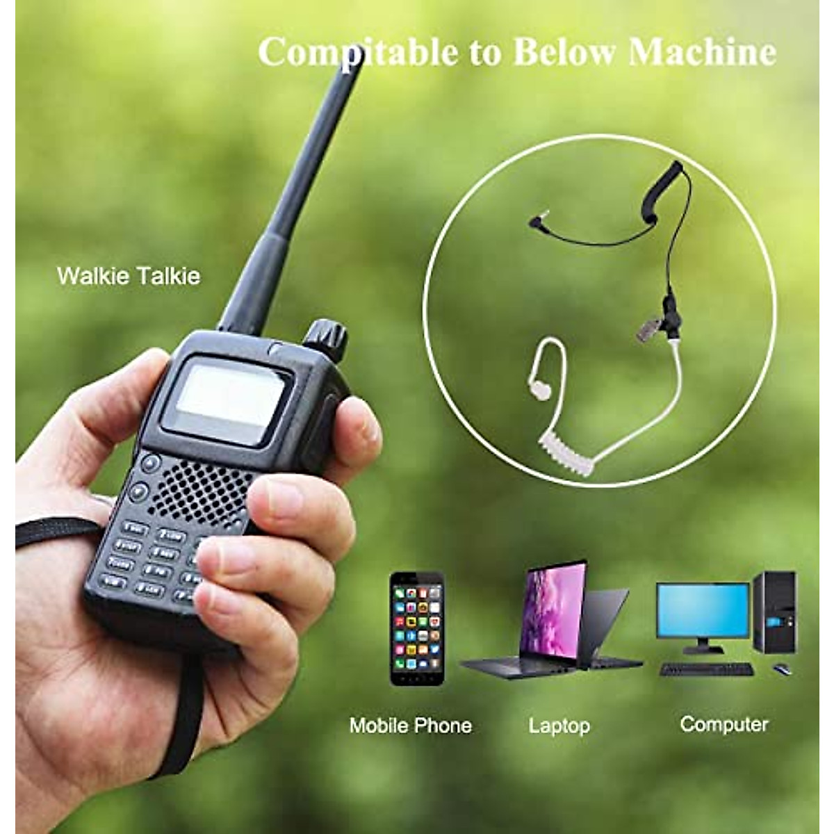 WLFYS WF007 3.5mm Listen Only Law Enforcement Two Way Acoustic Tube Police Radio Earpiece,1 Pin Surveillance Walkie Talkie Transceivers Ear Bud Receiver Speaker Headset