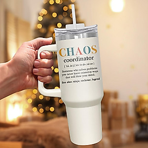 TEEZWONDER Funny Coworker Boss Gifts for Women - Insulated 40 Oz Tumbler With Handle - Mothers Day Birthday Appreciation Thank You Gifts for Women Coworkers Friends