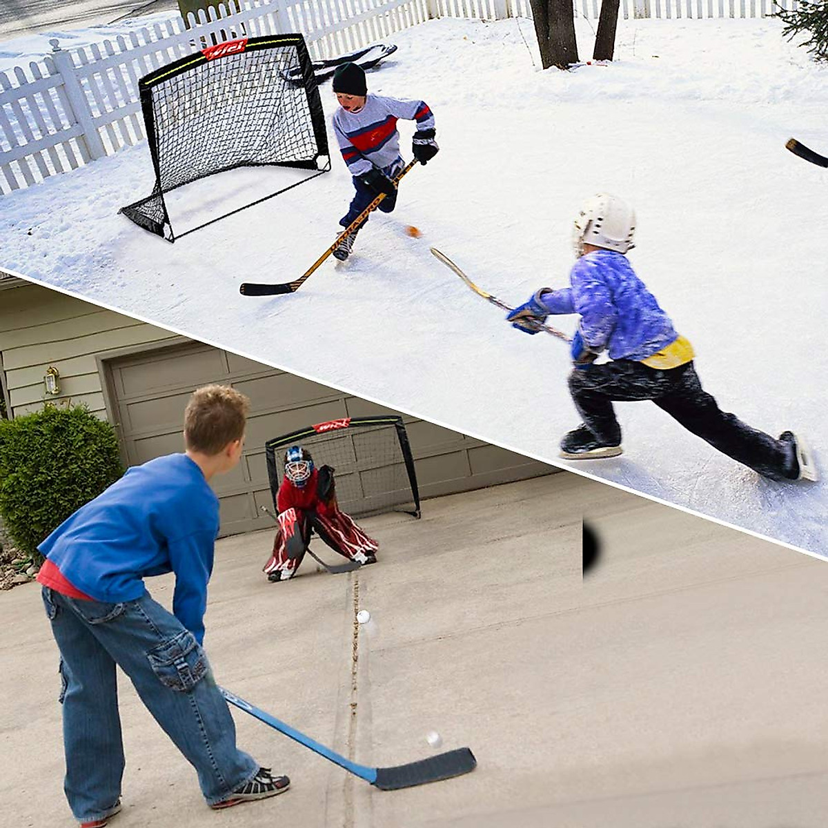 Wiel Soccer Goal, 4Ft x 3Ft Net Easy Fold-Up Training Goals W' Reflective Strips for Playing at Nightfall, Set of 2 for Family Team Kids Backyard Games