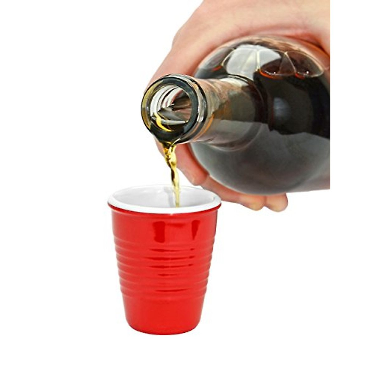 Fairly Odd Novelties 2oz Red Hard Plastic Shot Glass Cup 2 Packs, Set of 4 Living Large Drink Solo Or W Fri