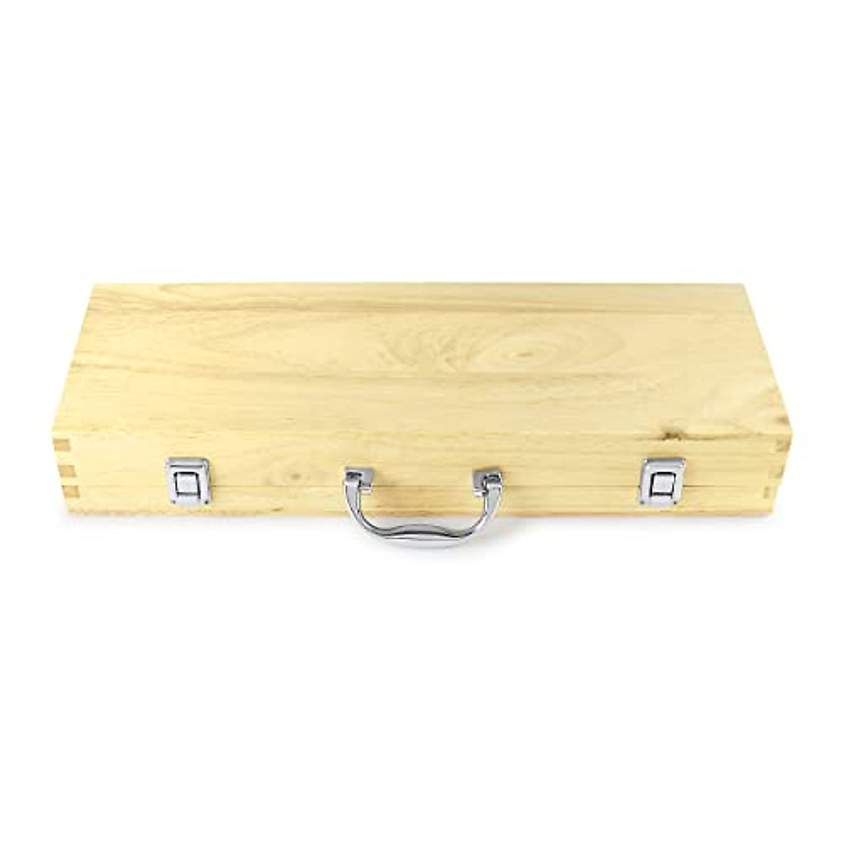 Makerflo BBQ Grill Accessories Set, Barbecue 11 Pieces Maple Wood Toolbox, Stainless Steel Utensils with Gloves, Organized Outdoor Cooking Camping Grilling Rust Free Portable Kit, Gifts for Men