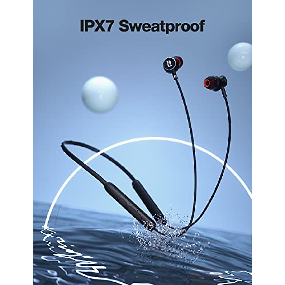 Rythflo Bluetooth Headphones,V5.2 Wireless Bluetooth Earbuds w/Mic in-Ear Magnetic Neckband Earphone 30Hrs Playtime, IPX7 Sweatproof Deep Bass Headset for Phone Call Music Sports