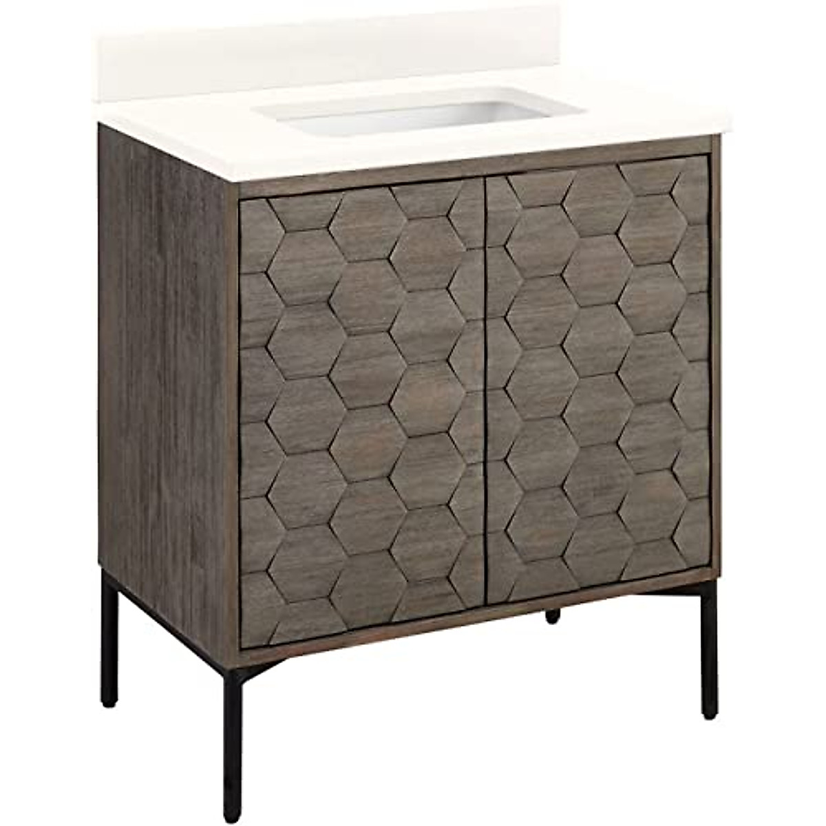 Signature Hardware 953141-30-RUMB-0 Devora 30" Free Standing Single Vanity Set with Wood Cabinet, Vanity Top, and Rectangular Undermount Vitreous China Sink
