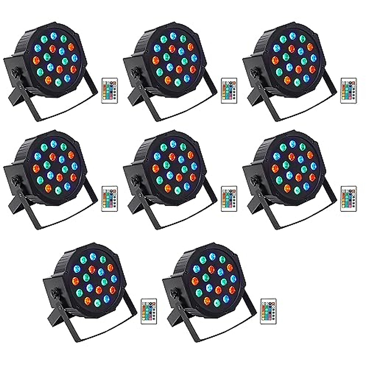 (8) Rockville Battery PAR 50 Rechargeable LED DMX DJ Club Wash Up-Lights+Remote