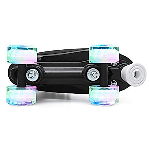 FEETCITY Womens Roller Skates High-Top Double-Row Leather Roller Skates for Girls Boys for Indoor Outdoor Size 9 Black