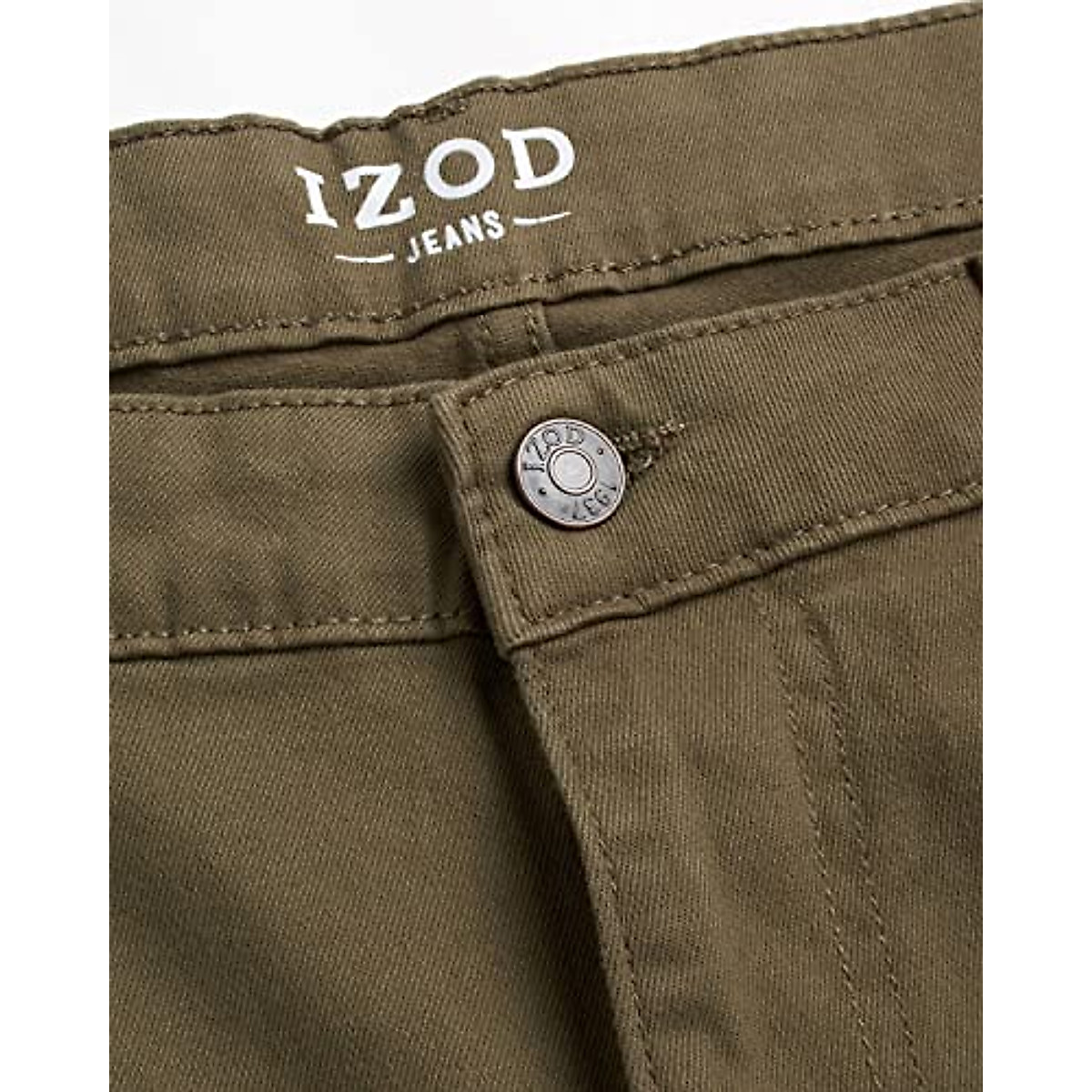 IZOD Men's Denim Jeans - Comfort Stretch Relax Fit Jeans - Casual Jeans for Men, Size 32W x 30L, Smoky Olive