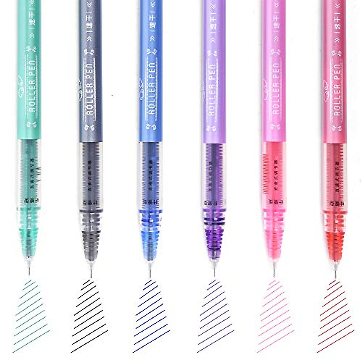 Mifuner 0.38mm 6 Colors Extra Fine Point Pens Liquid Ink Pen Rolling Roller ball Quick-drying Ink for Home Office