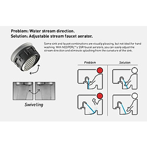 Neoperl Slim Laminar Faucet Aerator SSR Angle Hidden Directional Clear Stream M24 for Kitchen/Bathroom with Install Key (Yellow 2.2 gpm)