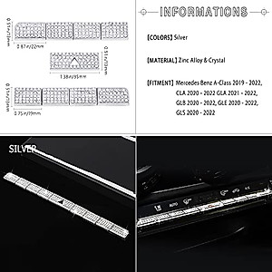 1797 for Mercedes Benz Accessories 2020-2022 CLA GLA GLB GLE GLS A-Class Bling AC Button Covers Air Conditioning Control Switch Caps Crystal Silver 9Pcs/Set
