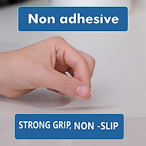 Shelf Liners for Kitchen Cabinets Drawer Liner Non-Slip Cabinet Liners EVA Material Non-Adhesive Shelf Liners Fridge Liner Strong Grip Cabinet Liner. Water & Oil Proof. Gray Strip 18 in X 20 Ft