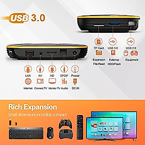 WOOYI Android 10.0 TV Box, 4GB RAM 64GB ROM Smart TV Box, Supports Dual-WiFi 2.4G/5G, 4K Ultra HD, 100M Ethernet, BT 4.0, USB 3.0, with HDMI Cable and Remote Control
