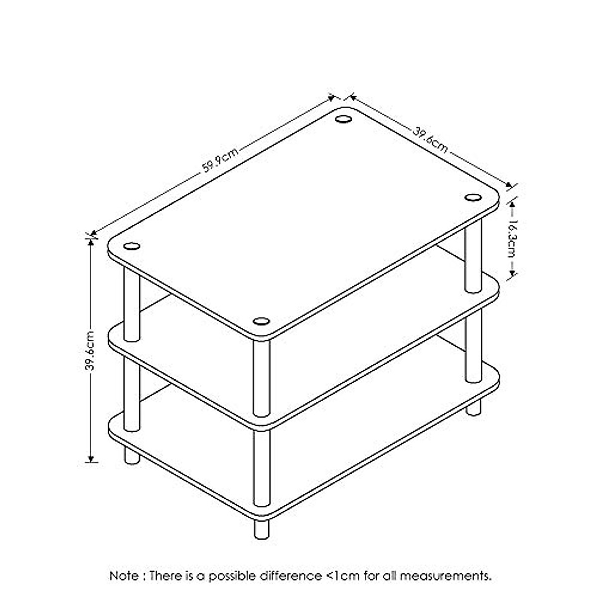 Furinno 11173 Just 3-Tier No Tools Coffee Table, White w/White Tube